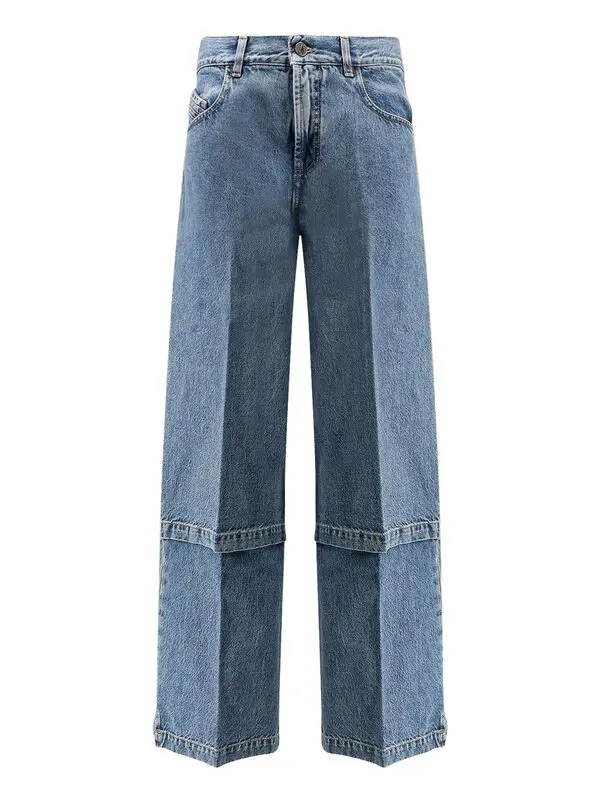 Attico Paneled Jeans With Logo Embroidery - Blue