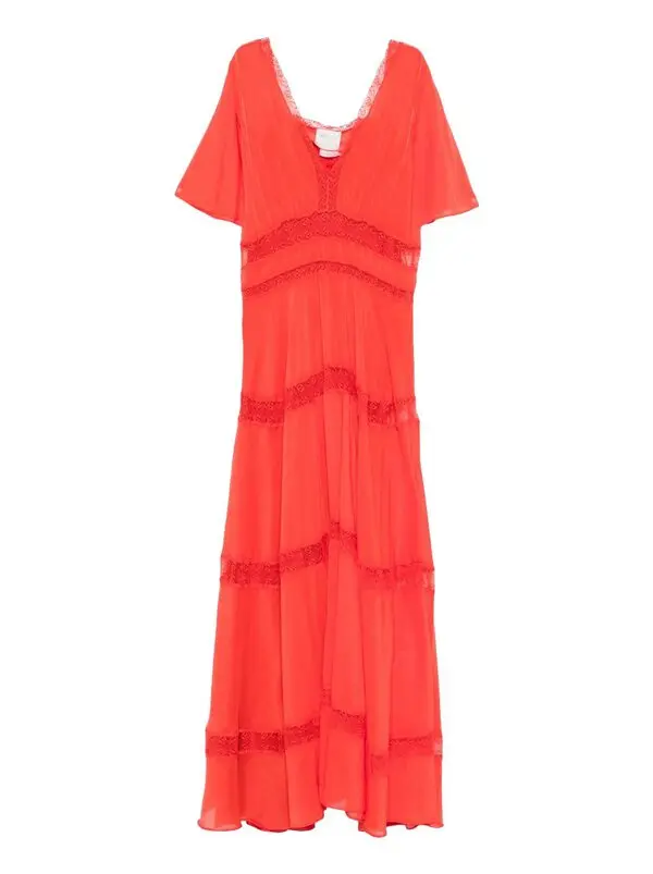 FORTE_FORTE V-neck Dress With Lace Trim - Multicolor