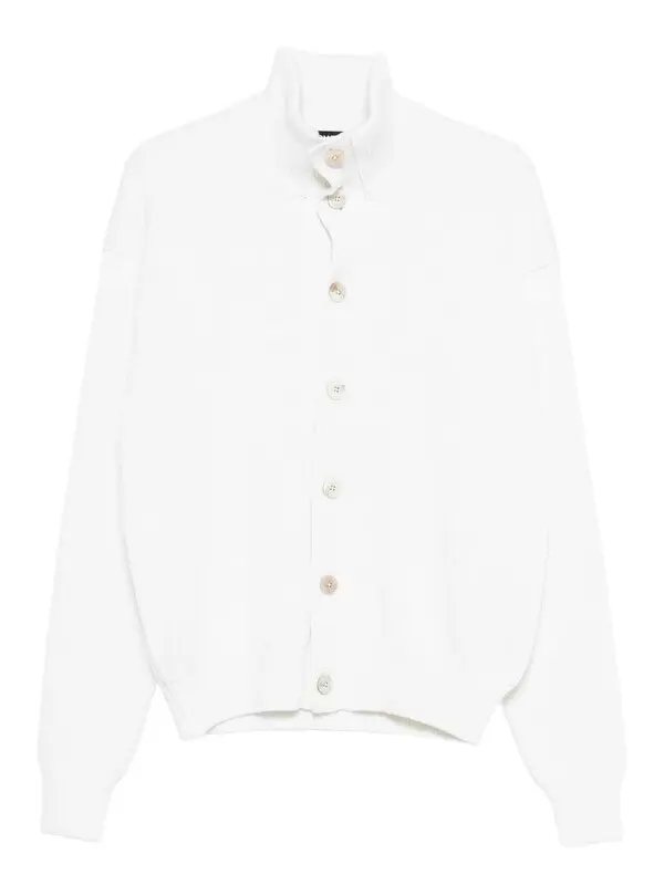 TOM FORD Ribbed Knit High Neck Cardigan - White