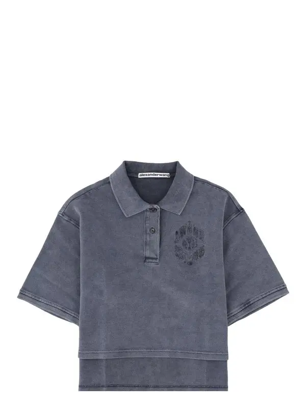 Alexander Wang Cropped Polo Shirt - Blue