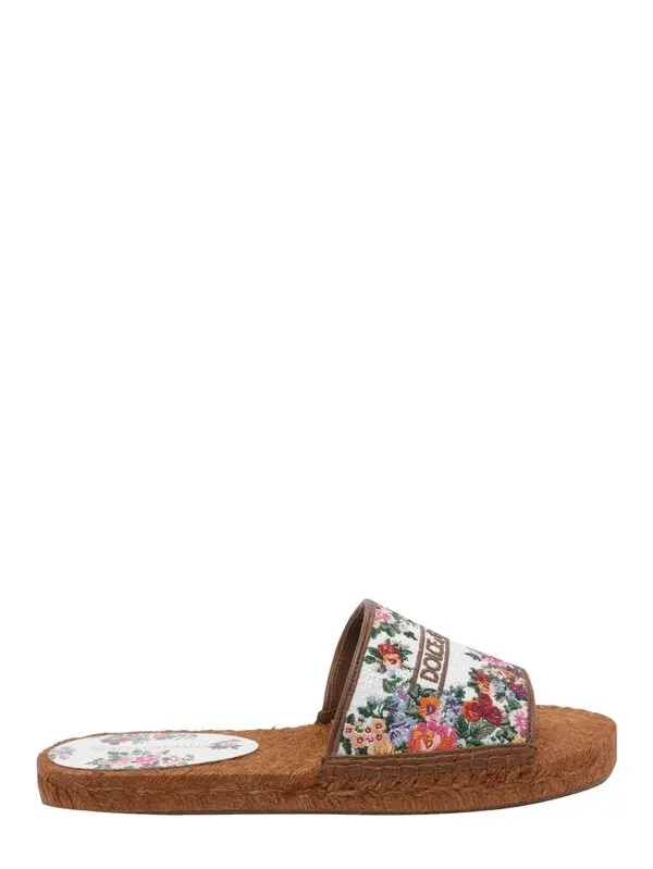 Dolce & Gabbana Floral Logo Slide Sandals - Multicolor