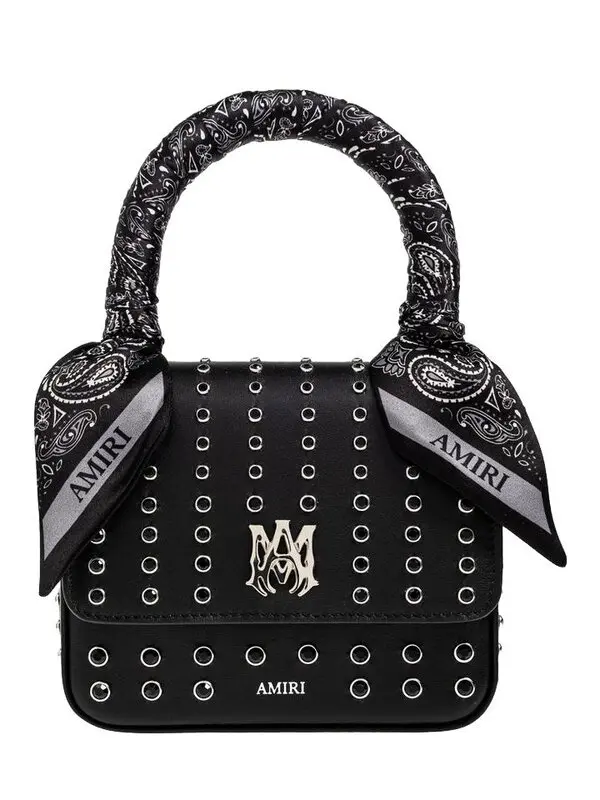 Amiri Leather Embellished Top Handle Bag - Black