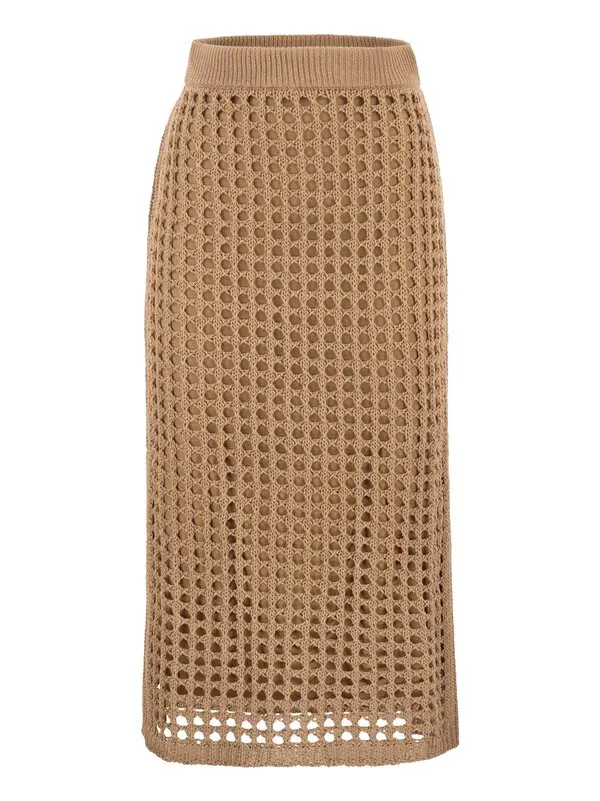 Max Mara Openwork Cotton Midi Skirt - Multicolor