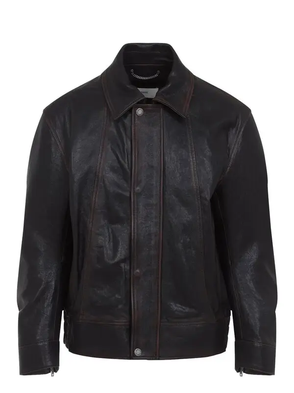 GOLDEN GOOSE Prince Nappa Leather Bomber Jacket - Black