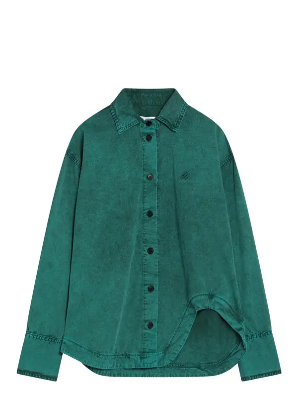Attico Cotton Shirt With Logo Embroidery - Green