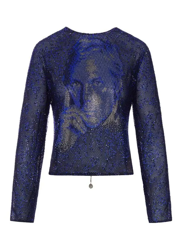 Giorgio Armani Embellished Long Sleeve Top - Blue