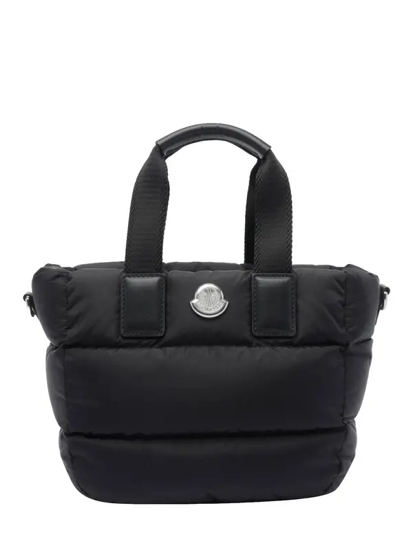Moncler Quilted Padded Tote Bag With Logo - Silver