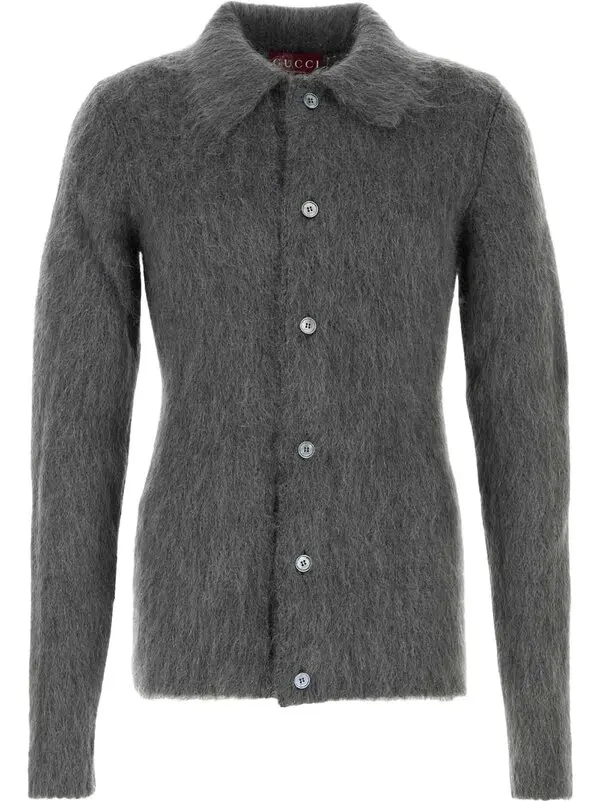Gucci Grey Mohair Blend Cardigan - Gray