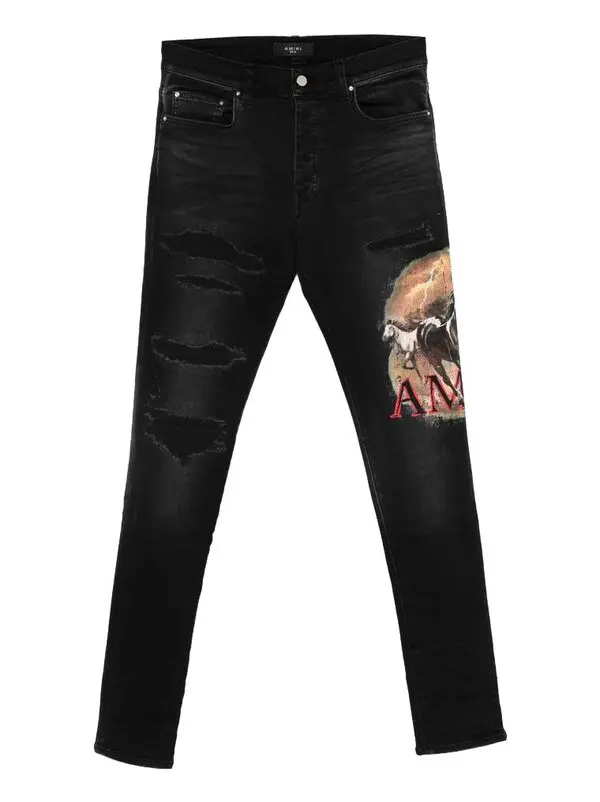 Amiri Graphic Print Skinny Jeans - Black