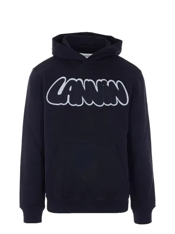 LANVIN Hooded Sweatshirt With Frontal Logo - Black