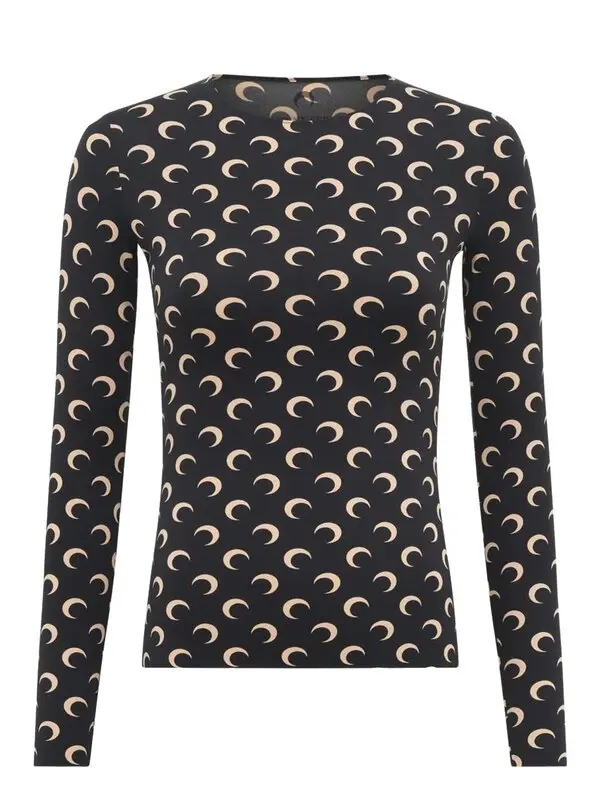 MARINE SERRE Moon Print Slim Fit Top - Black