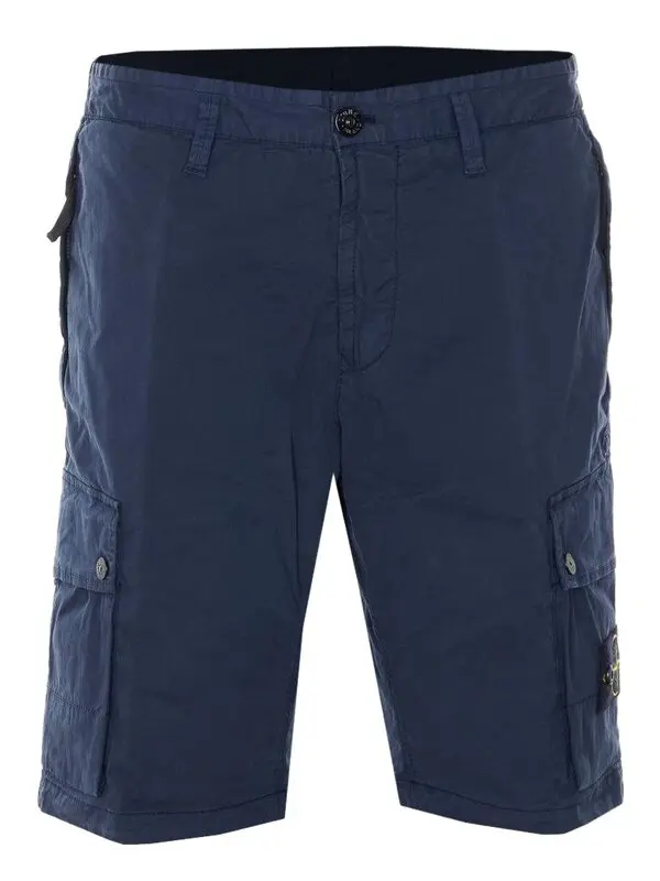Stone Island Logo Appliqué Cargo Shorts - Blue