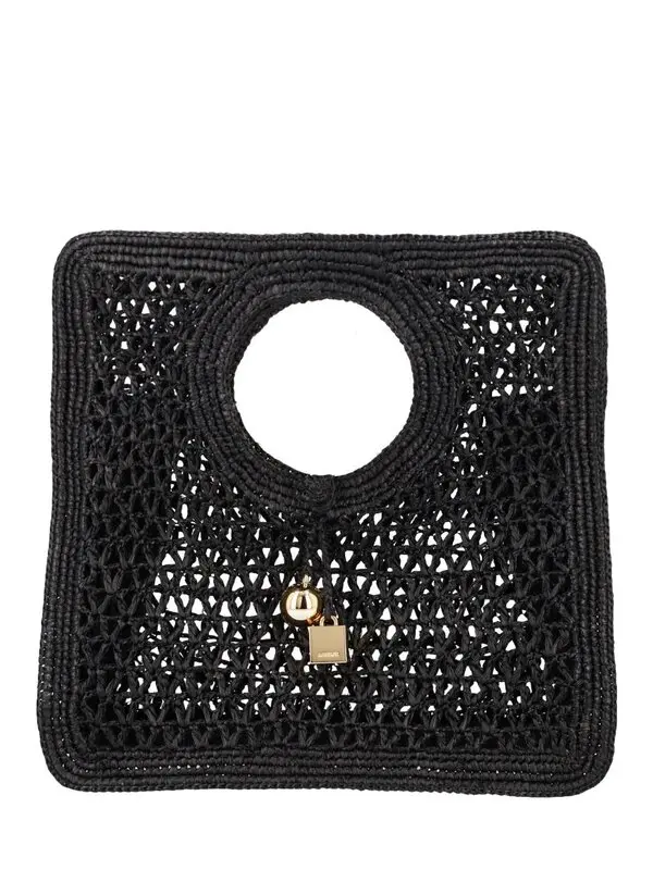 Jacquemus Raffia Beach Bag - Black