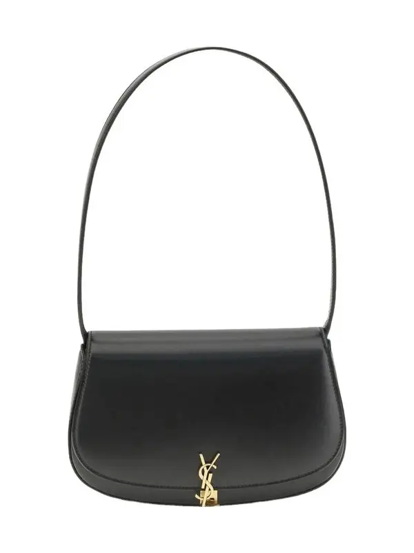 Saint Laurent Lambskin Shoulder Bag With Gold-tone Logo - Black