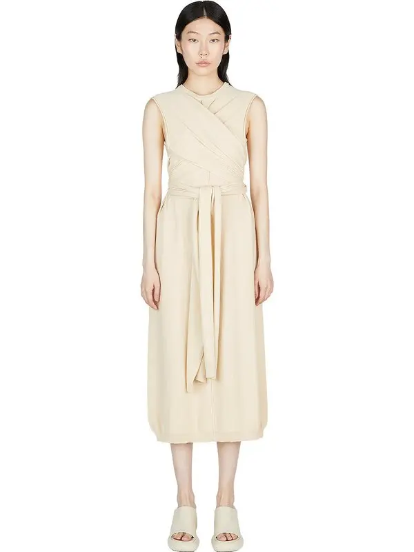 LEMAIRE Knotted Cotton Crepe Dress - Cream