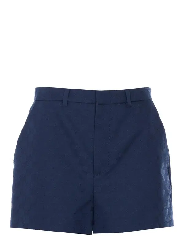 Gucci Cotton Blend All-over Logo Print Hot Pants - Blue
