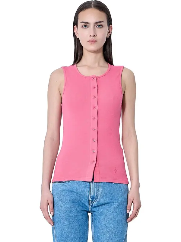JW Anderson Ribbed Tank Top With Button Front - Pink