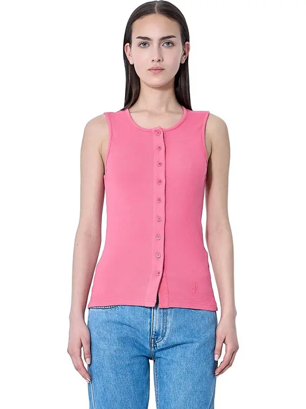 JW Anderson Ribbed Tank Top With Button Front - Pink