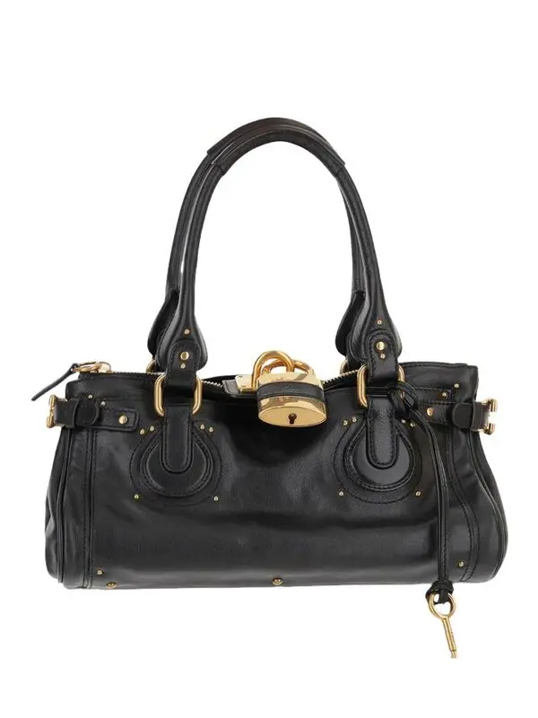 Chloé Leather Padlock Detail Shoulder Bag - Black
