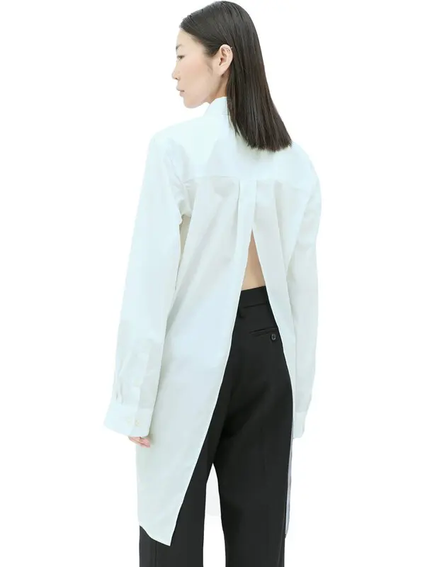 Dries Van Noten Open-rear Cotton Poplin Shirt - White