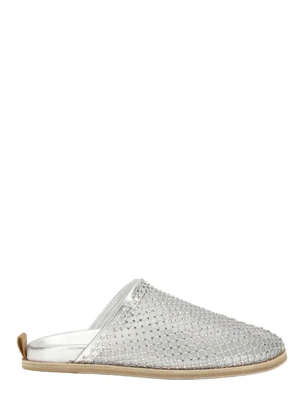 FORTE_FORTE Mesh Mules With Rhinestones - Silver