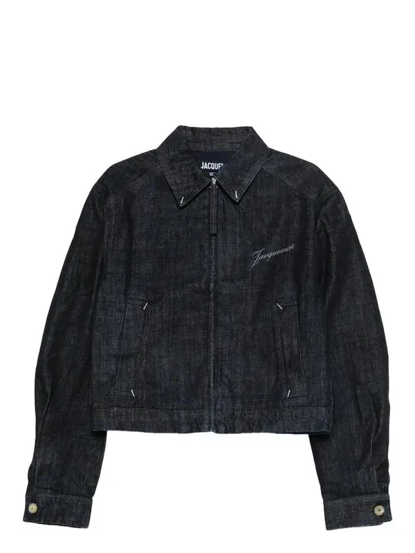 Jacquemus Denim Jacket With Laser Logo - Blue