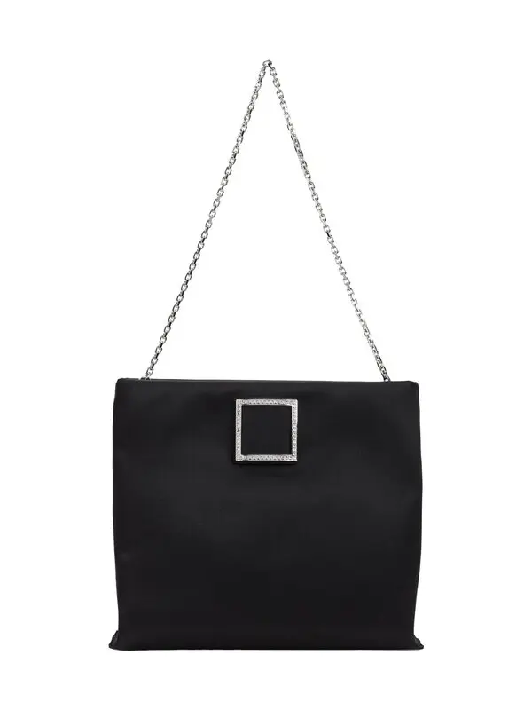 ROGER VIVIER Trompette Strass Soft Clutch - Black