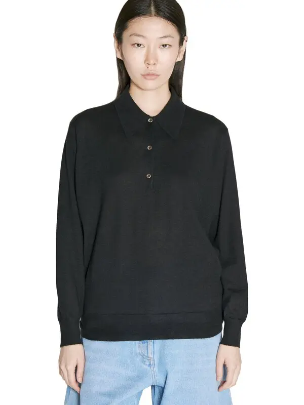 Prada Cashmere Polo Sweater - Black