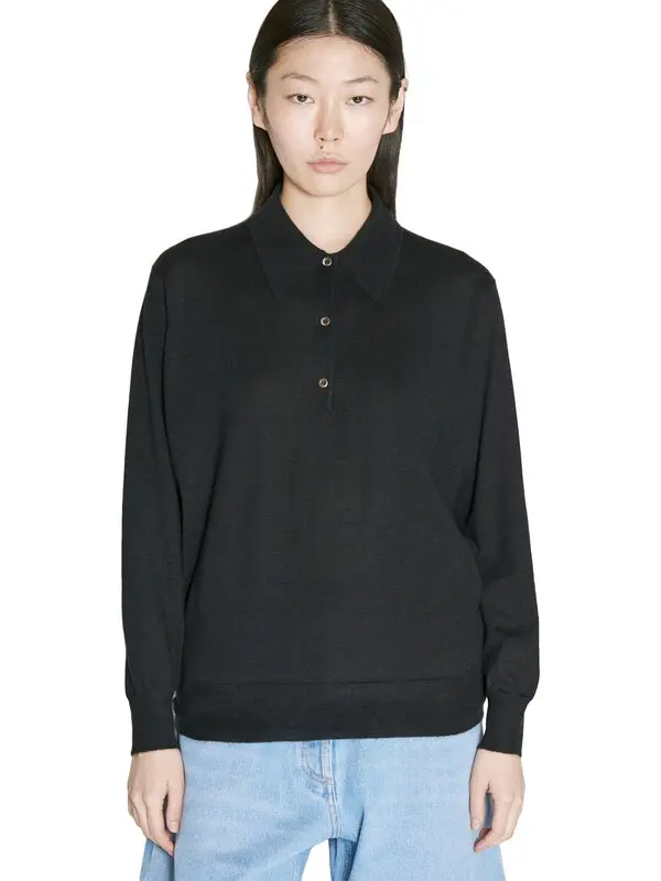 Prada Cashmere Polo Sweater - Black
