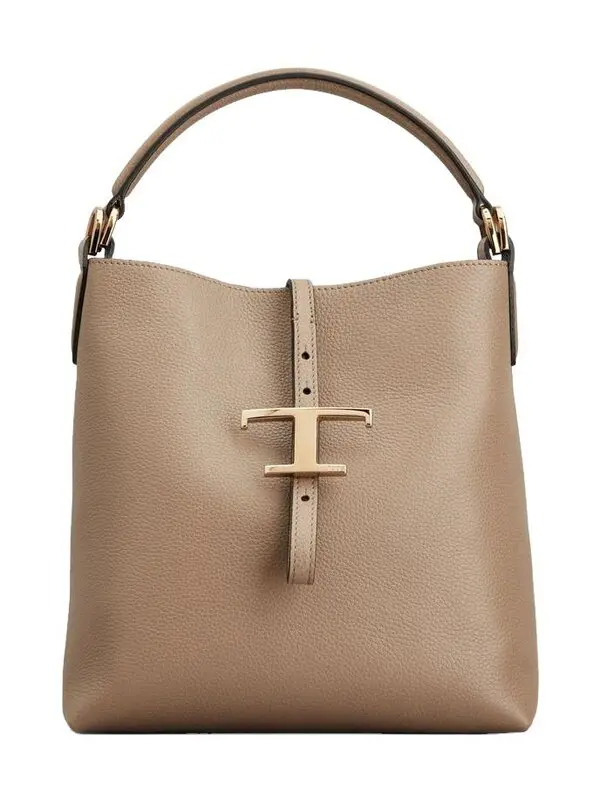 TOD'S Calf Leather Tote Bag With Gold-tone Hardware - Brown