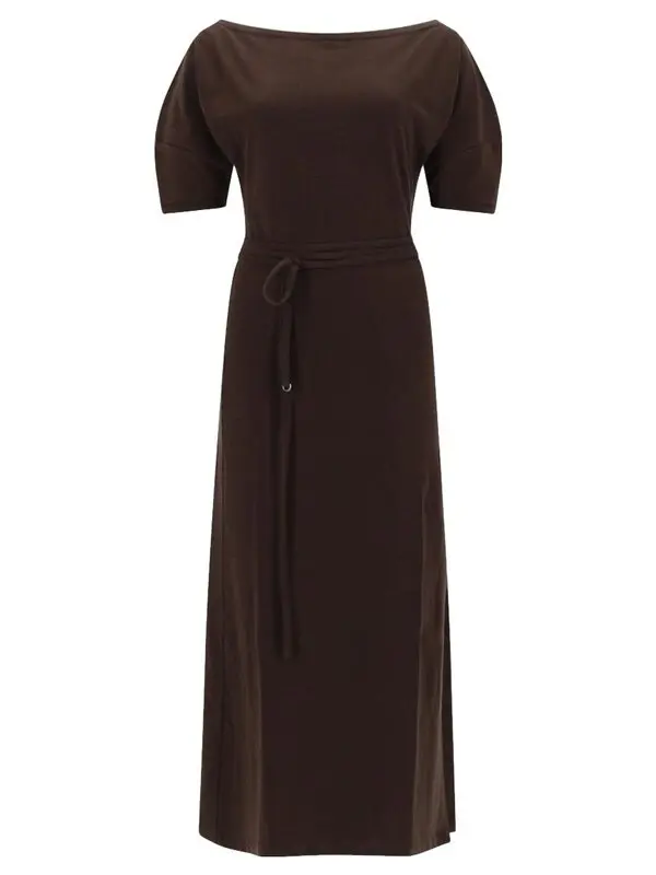 LEMAIRE Cotton And Linen Midi Dress - Brown