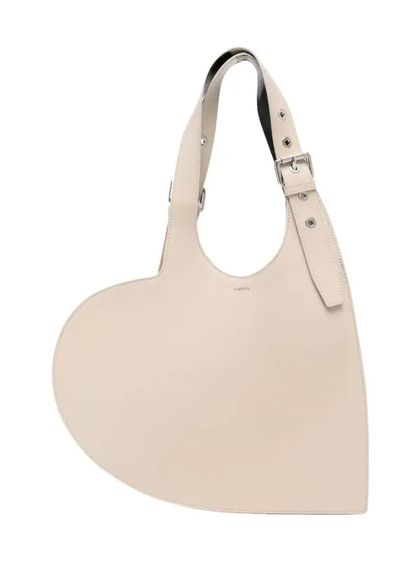 Coperni Heart-shaped Leather Tote Bag - Cream