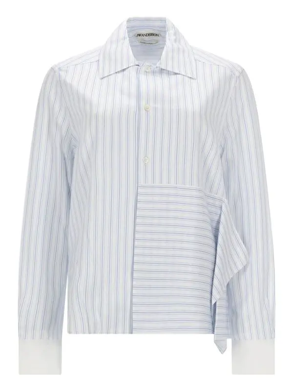 JW Anderson Asymmetrical Striped Shirt With Draping - Multicolor
