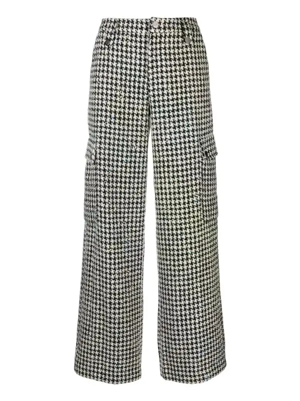 ROTATE BY BIRGER CHRISTENSEN Houndstooth Sparkly Trousers - Black