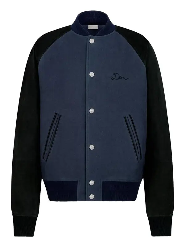 Dior Ribbon College Cotton And Suede Bomber - Multicolor