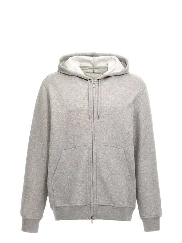Brunello Cucinelli Zip Up Hoodie - Gray