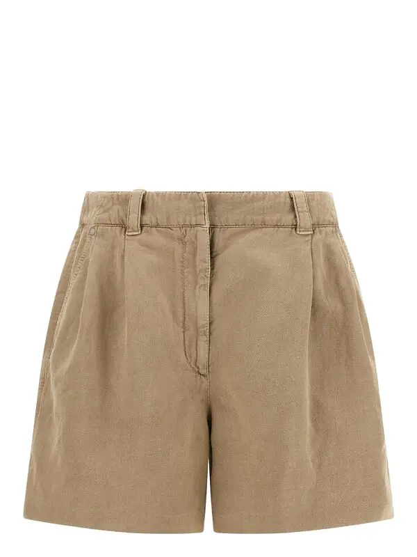 Brunello Cucinelli Baggy Cotton Linen Shorts - Cream