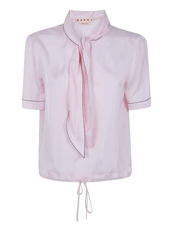Marni Viscose Tie Neck Blouse - Gray