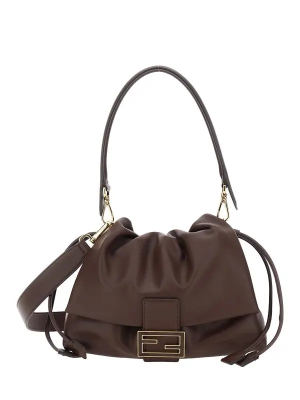 Fendi Mamma Baguette Medium Shoulder Bag With Ff Closure - Brown