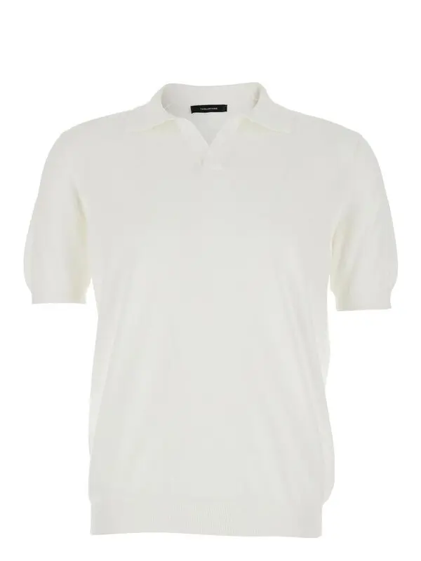 Tagliatore Polo With Open Collar And Short Sleeves In Cotton For - White