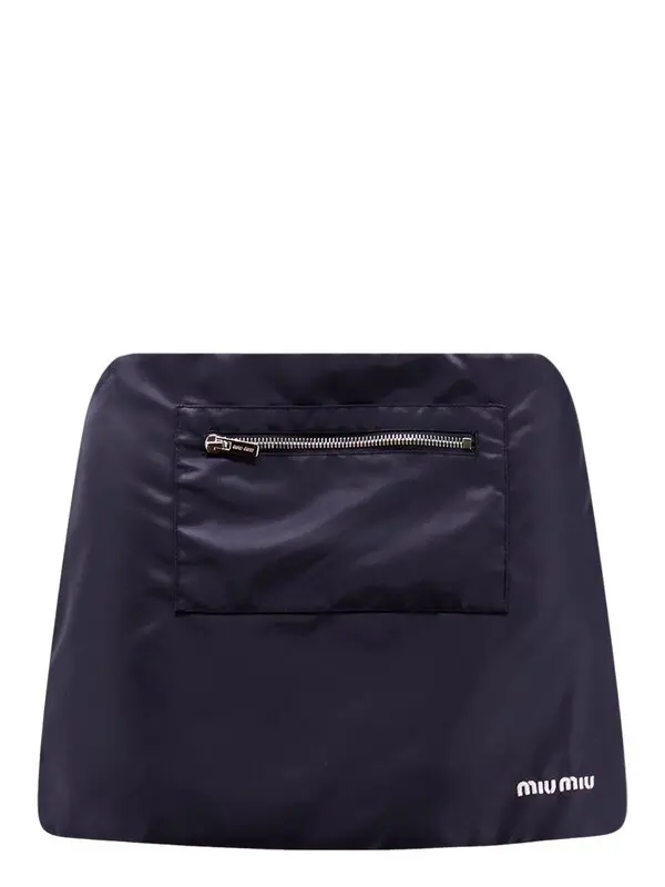 Miu Miu Recycled Polyamide Mini Skirt With Embroidered Lettering - Multicolor
