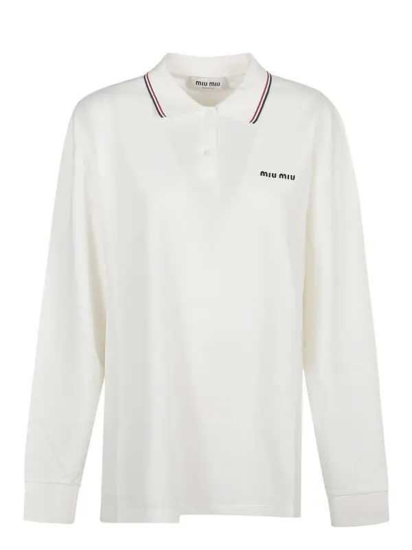 Miu Miu Long Sleeve Cotton Polo Shirt - Multicolor