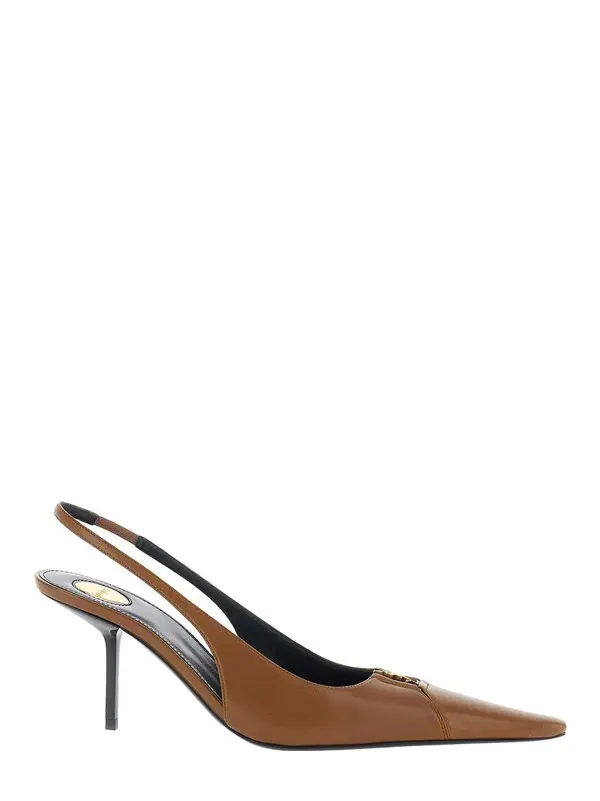 Saint Laurent Babylone" Leather Slingback Pumps - Brown