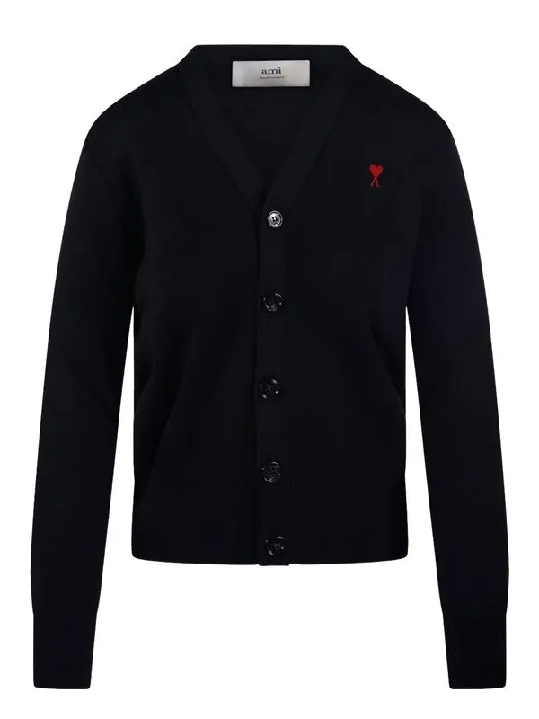 AMI Paris De Coeur Wool V-neck Cardigan - Multicolor