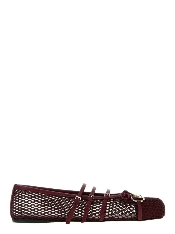 Gucci Burgundy Mesh Ballerinas - Red
