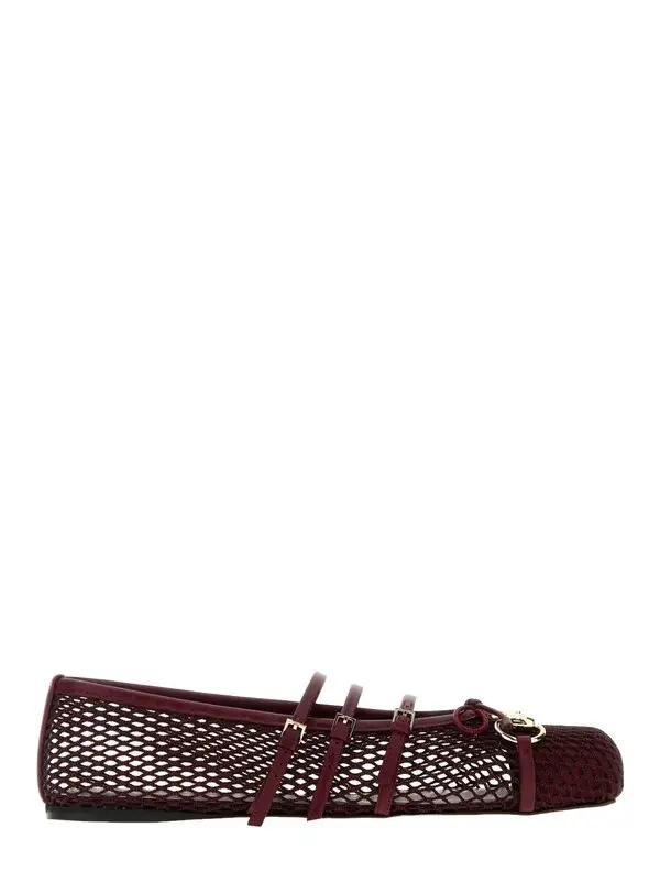 Gucci Burgundy Mesh Ballerinas - Red