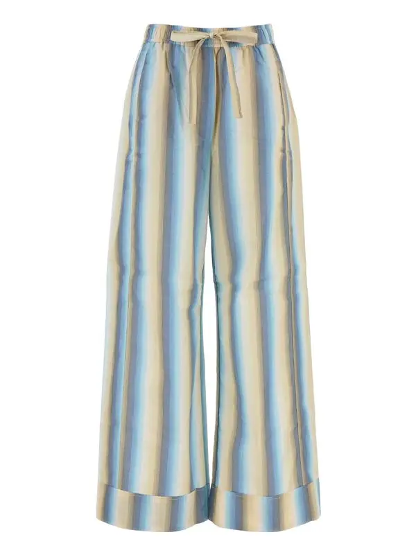 GANNI Embroidered Cotton Wide Leg Pants - Multicolor
