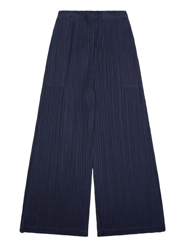 Issey Miyake Wide Leg Pleated Trousers - Blue