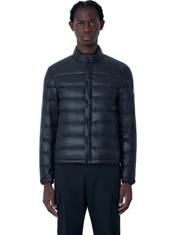 Moncler Padded Quilted Stand Collar Down Jacket - Black