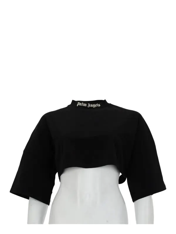 Palm Angels Cropped Logo T-shirt - Black